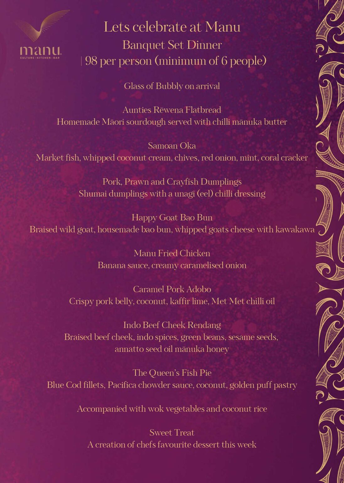 Manu Restaurant & Bar Menus - Manu Restaurant & Bar - Christchurch